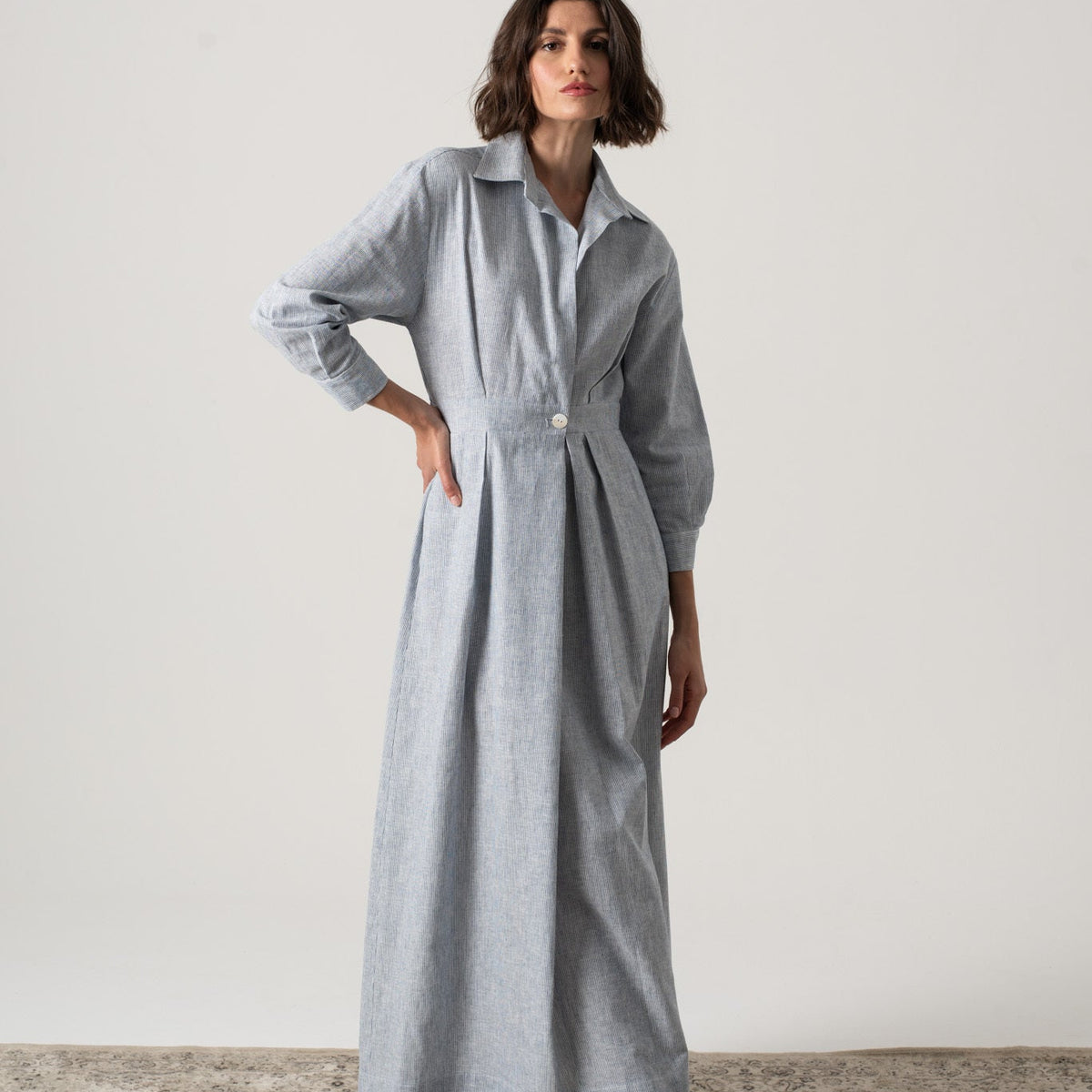 Halvar Maxi Dress French Blue Stripe – LUXMII